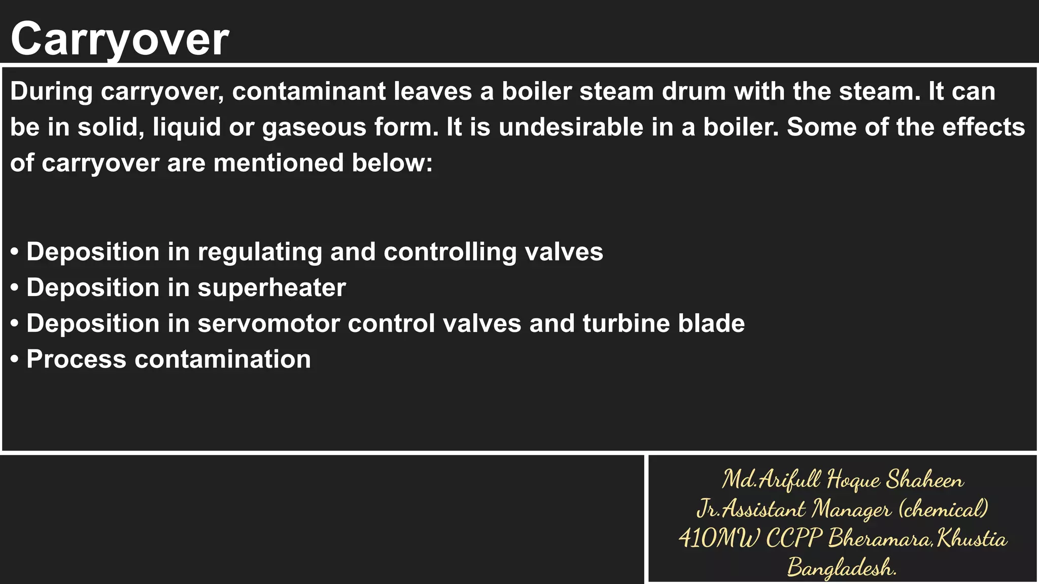 Priming, foaming and carryover | PDF