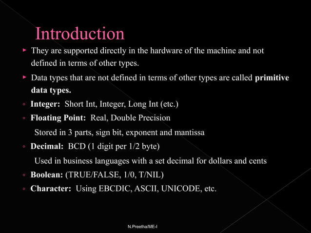 Primitive data types | PPT | Programming Languages | Computing