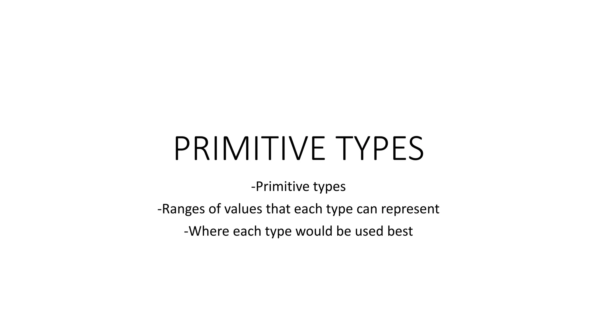 Primitive types | PPT