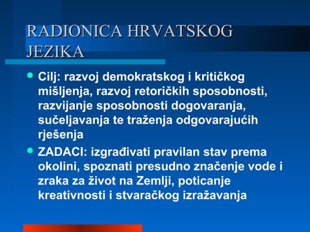 Primjer dramske radionice u nastavi hrvatskog jezika | PPT