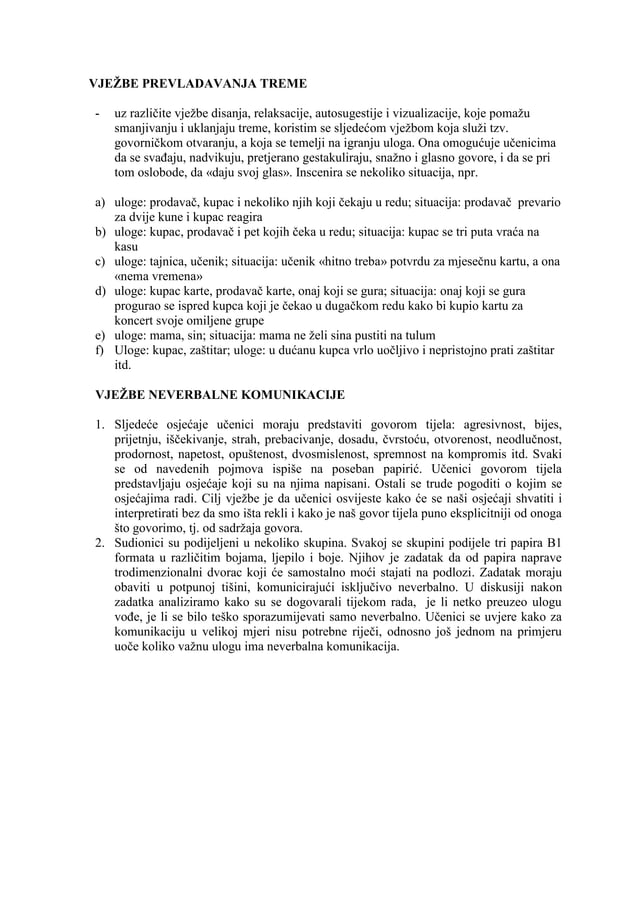 Primjeri vježbi na nastavi govorništva | PDF