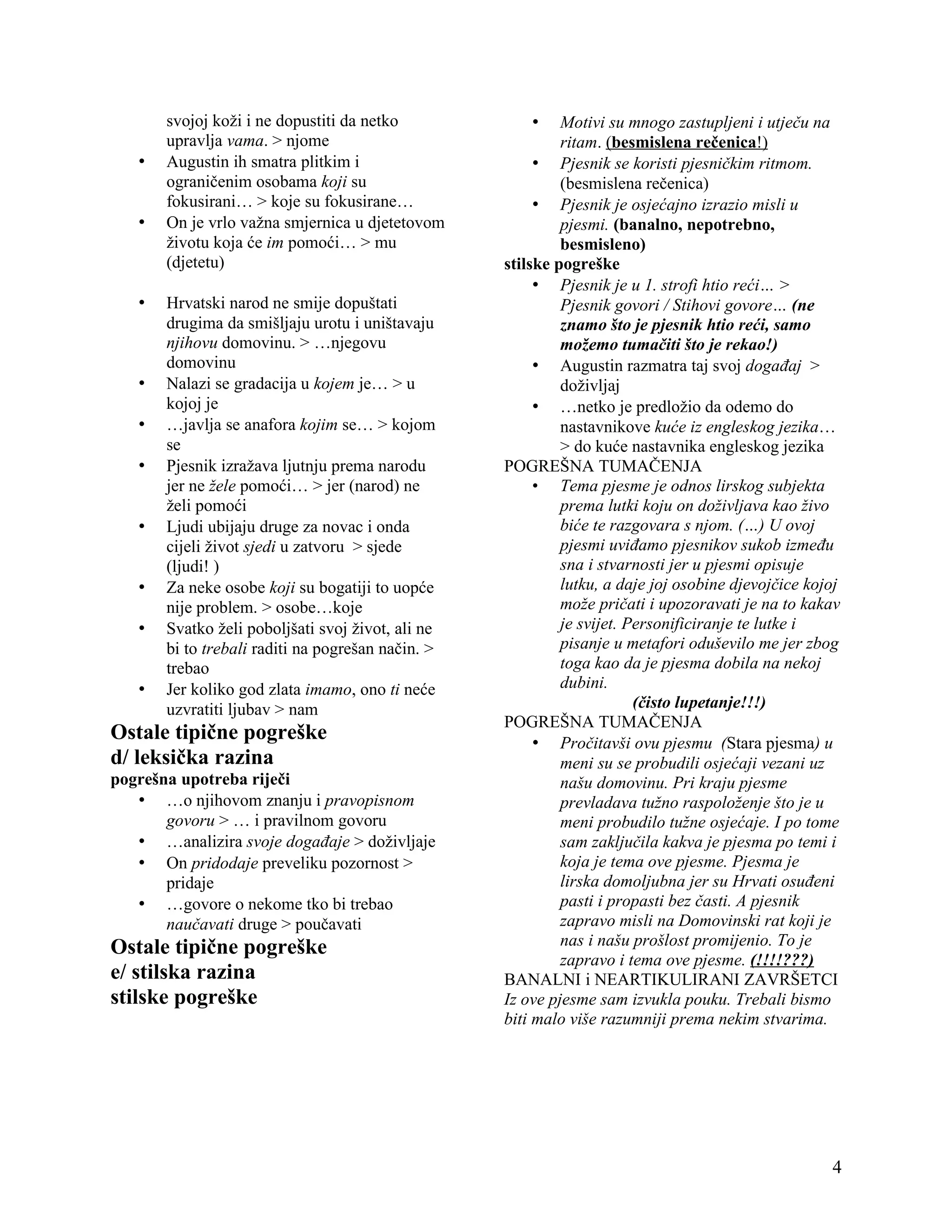 Primjeri pogrešaka | DOC