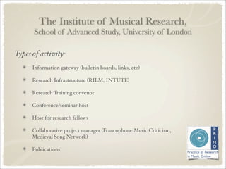 PRIMO - Practice-as-Research In Music Online | PPT