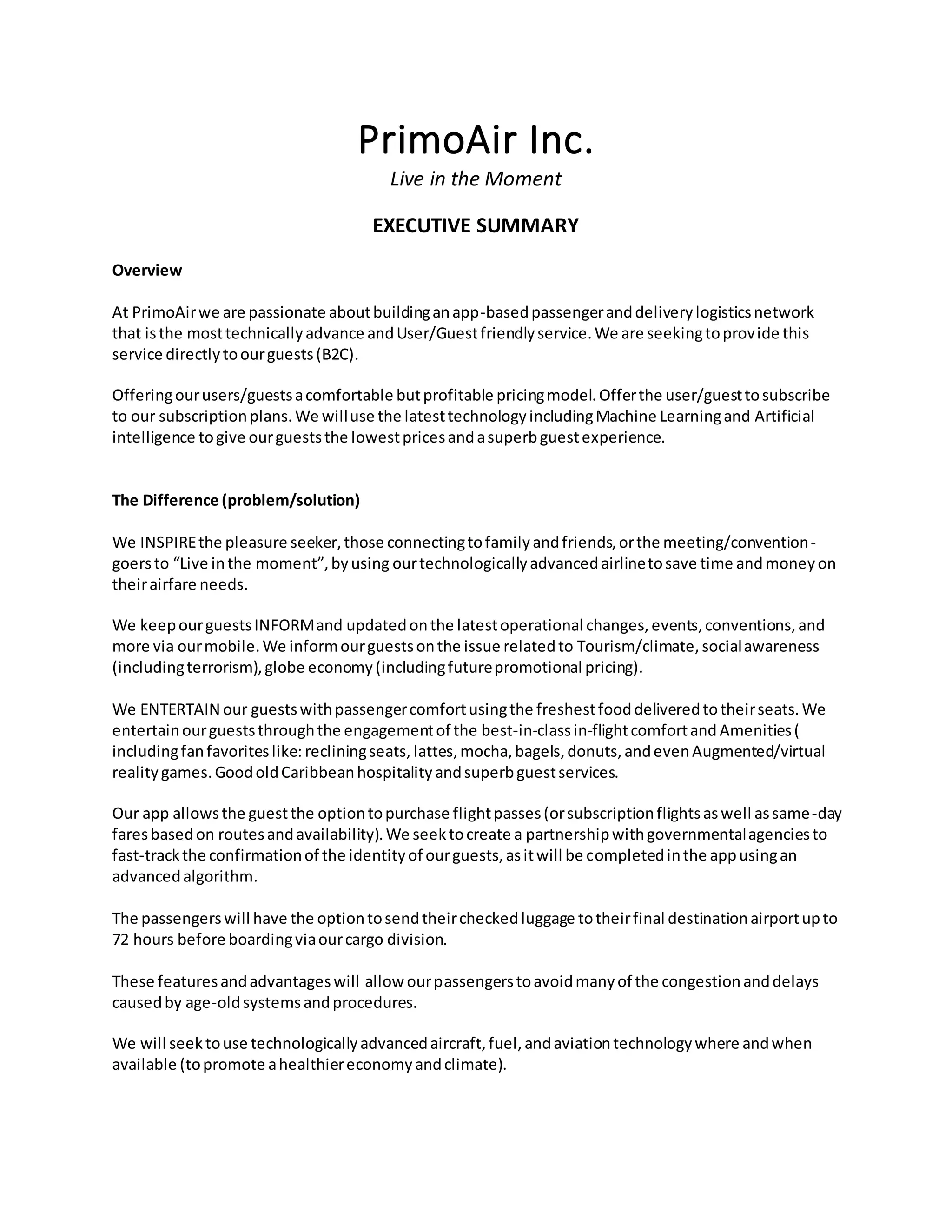 Airline Startup Proposal | DOC