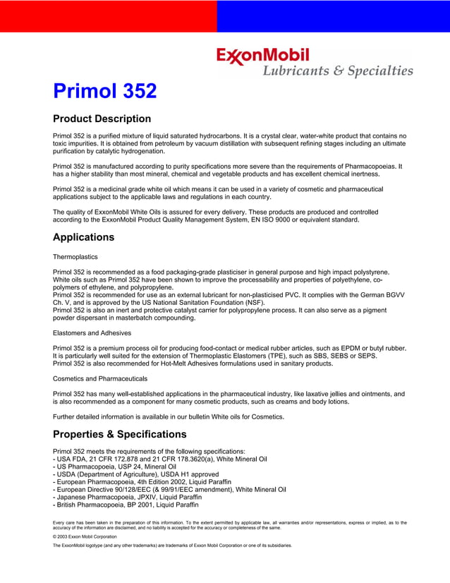 Primol 352 | PDF