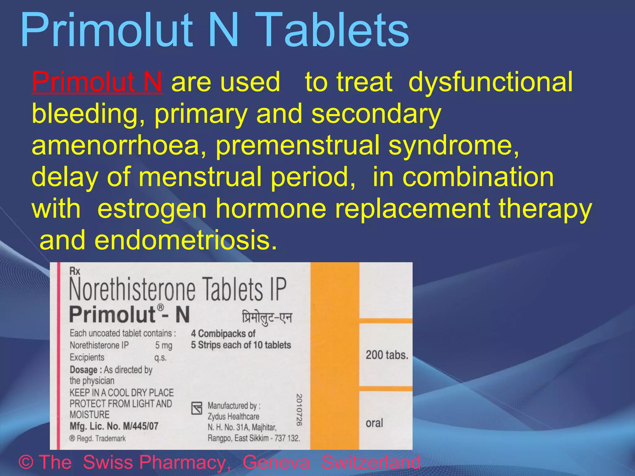 Primolut N Tablets for Treatment of Menstrual Problems | ODP