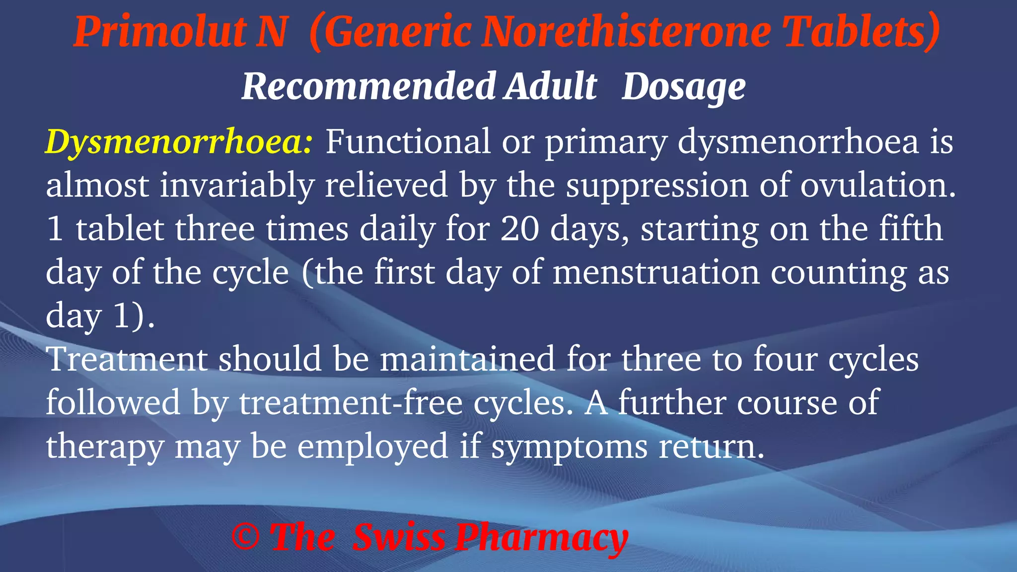 Primolut N (Generic Norethisterone Tablets) | PDF