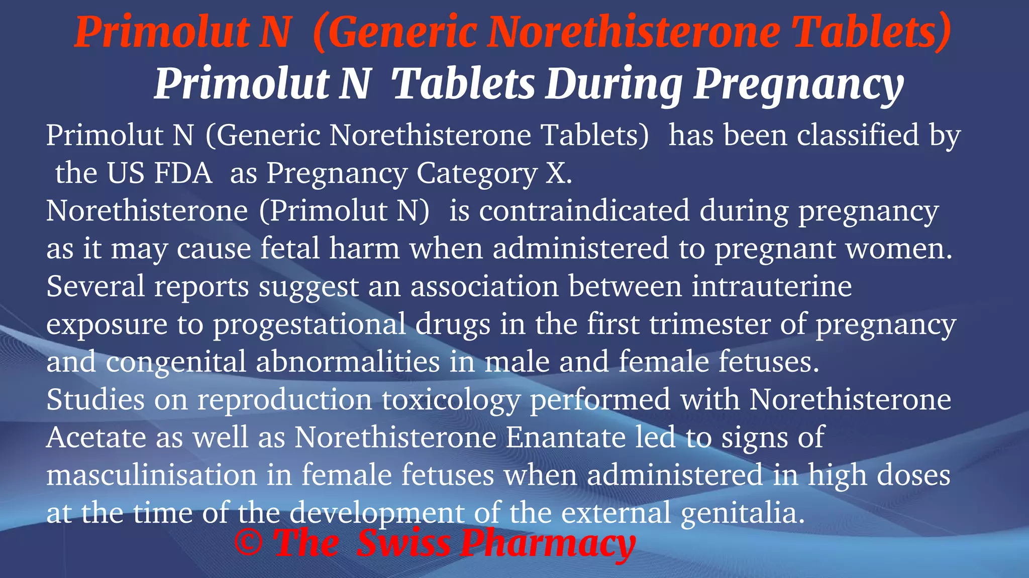 Primolut N (Generic Norethisterone Tablets) | PDF