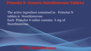 Primolut N (Generic Norethisterone Tablets) | PDF