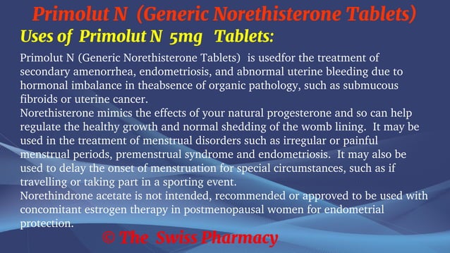 Primolut N (Generic Norethisterone Tablets) | PDF | Pregnancy ...