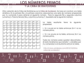 Los Números Primos y la Criba de Eratóstenes | PPTX