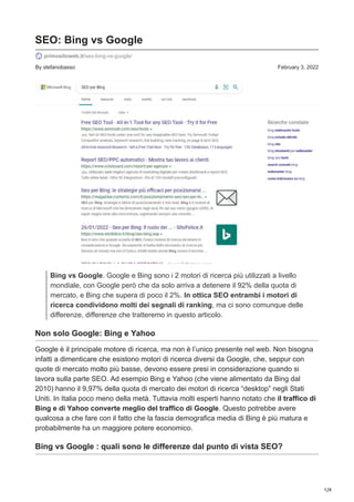 SEO bing vs SEO google | Primositoweb.it