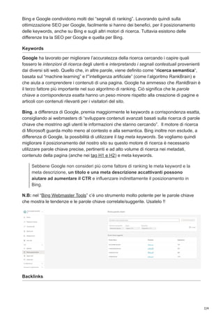 SEO bing vs SEO google | Primositoweb.it