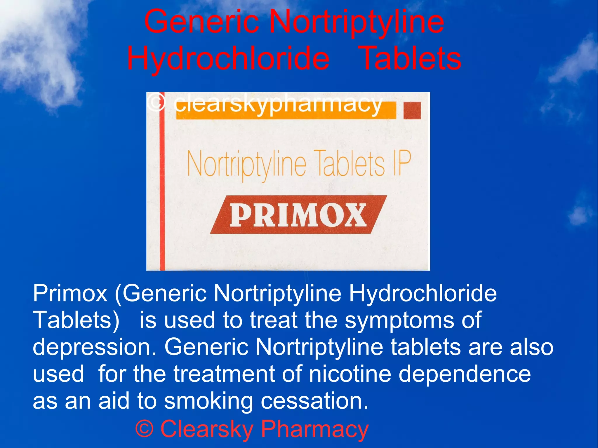 Primox (Generic Nortriptyline Hydrochloride Tablets) | PPT