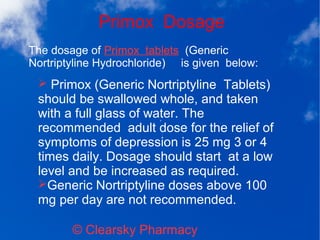 Primox (Generic Nortriptyline Hydrochloride Tablets) | PPT