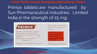 Primox Tablets (Generic Nortriptyline Hydrochloride Tablets) | PDF