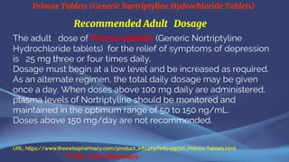 Primox Tablets (Generic Nortriptyline Hydrochloride Tablets) | PDF