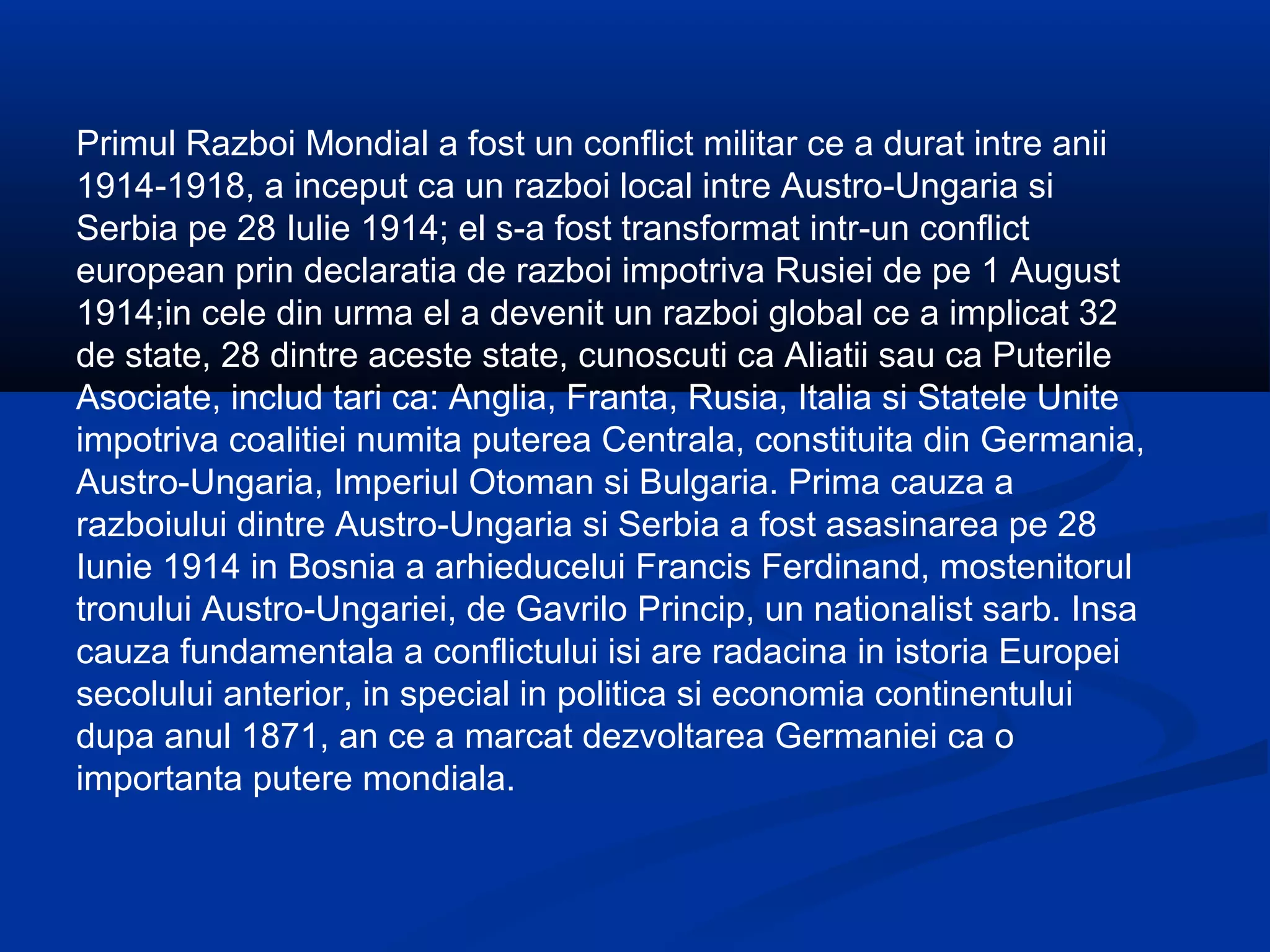 Primul razboi mondial | PPT