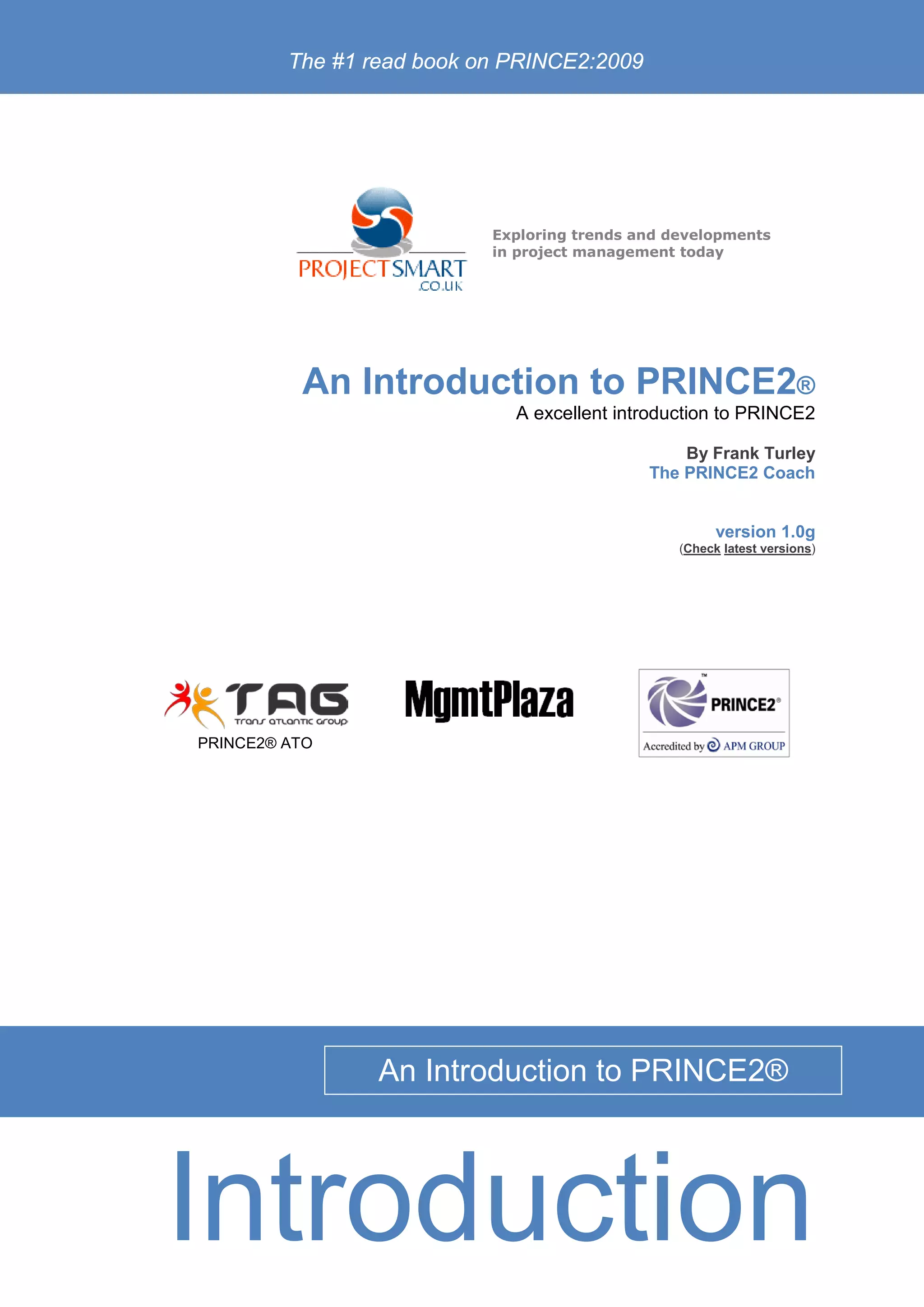 An Introduction to PRINCE2 - By Frank Turley | PDF