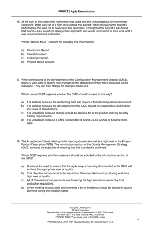 Prince2 agile samplepaper_1_v4.0 | PDF | Business | Business and Finance