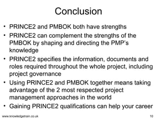 Comparing PRINCE2 and the PMBok | PPT | Educational Assessment | Education