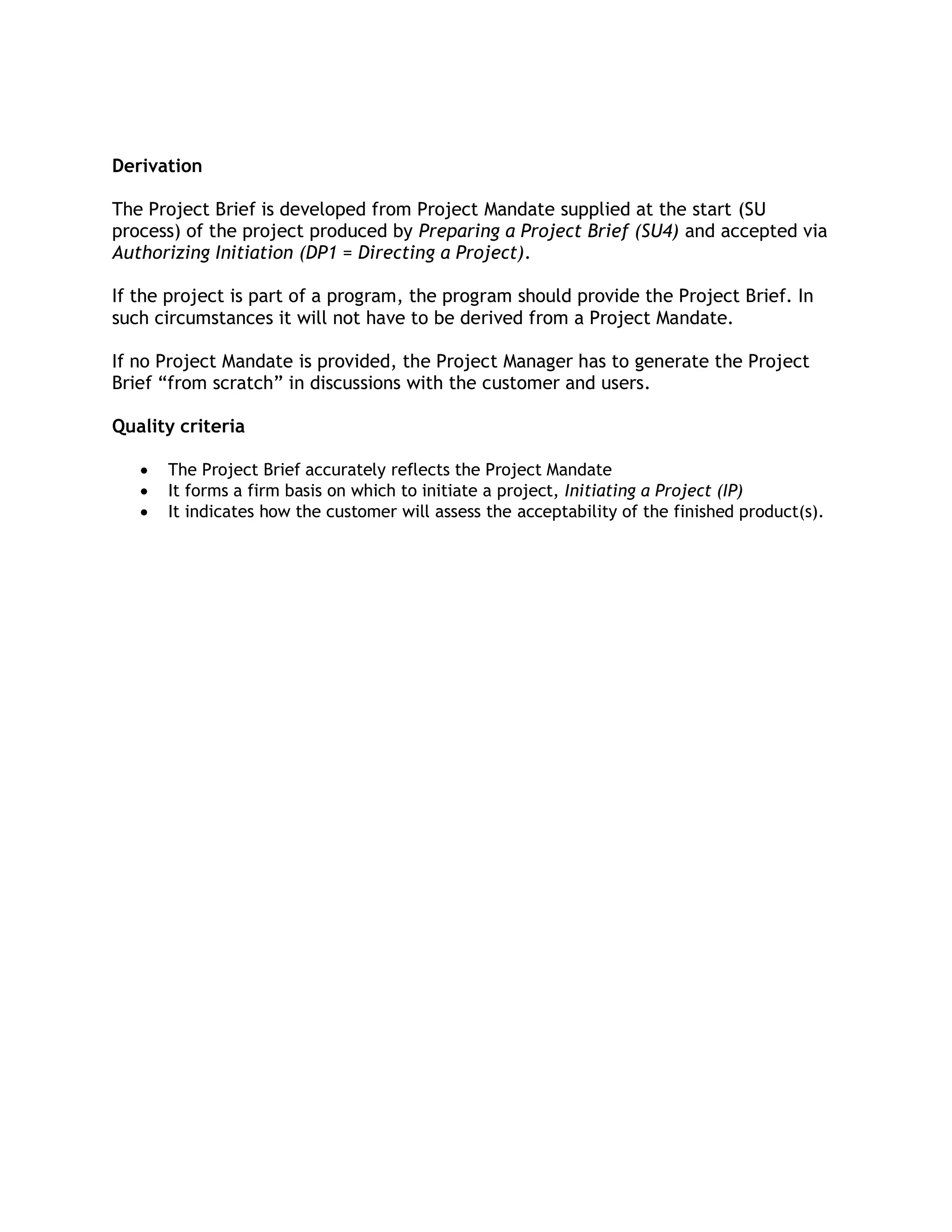 Prince2 project brief | PDF