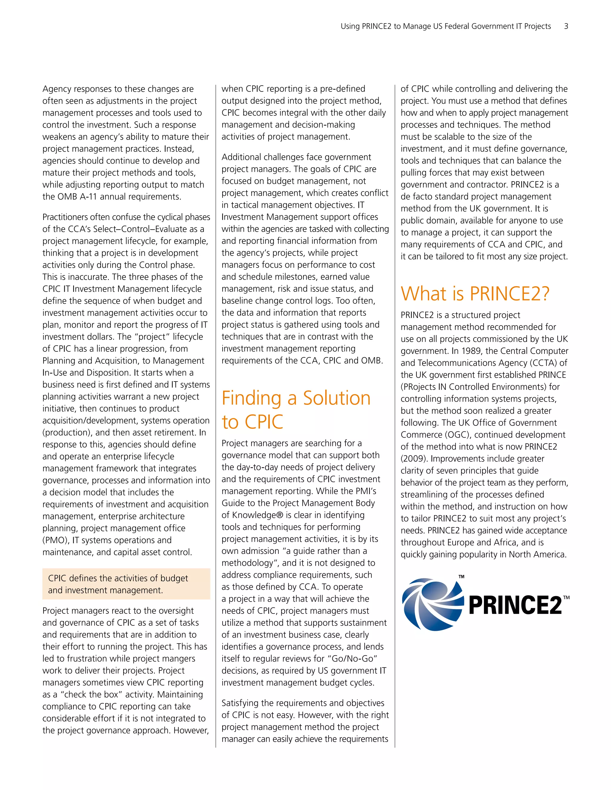 Prince2 us fed_pro_sept09 | PDF