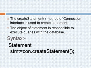 creating jdbc connection | PPTX