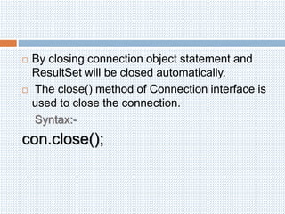 creating jdbc connection | PPTX