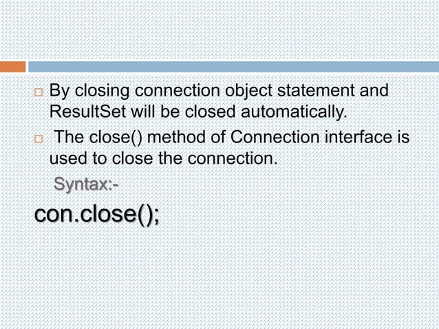 creating jdbc connection | PPT creating jdbc connection | PPT
