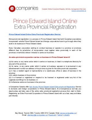 Prince edward island extra provincial registration