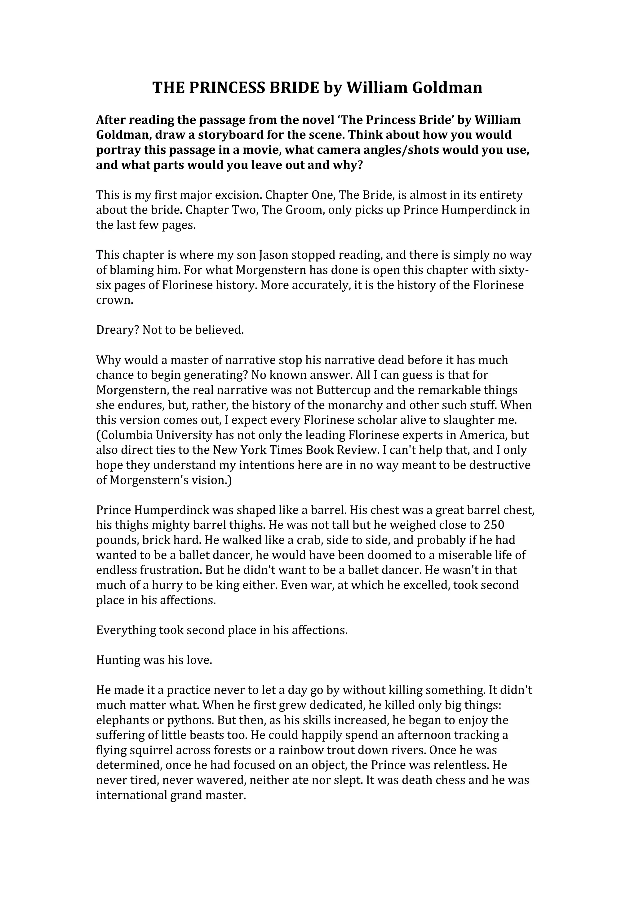 Prince Humperdinck passage | PDF