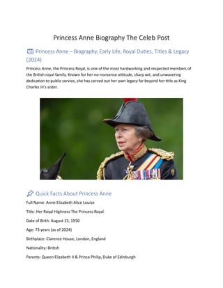 Princess Anne Life Biography The Celeb Post | PDF