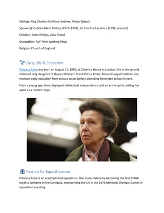 Princess Anne Life Biography The Celeb Post | PDF