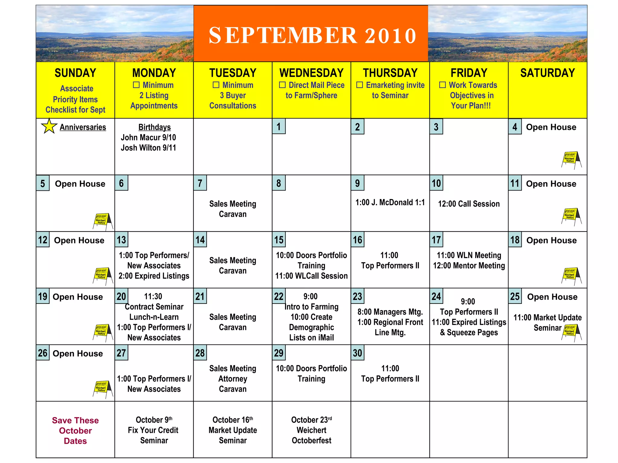 The Weichert Princeton Office September Training Calendar | PPT