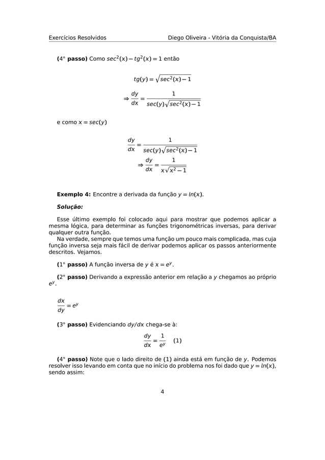 Derivada De Funções Trigonométricas Inversas Pdf