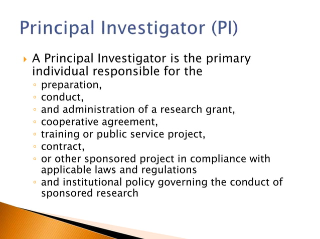 Principal and co principal investigators | PPTX