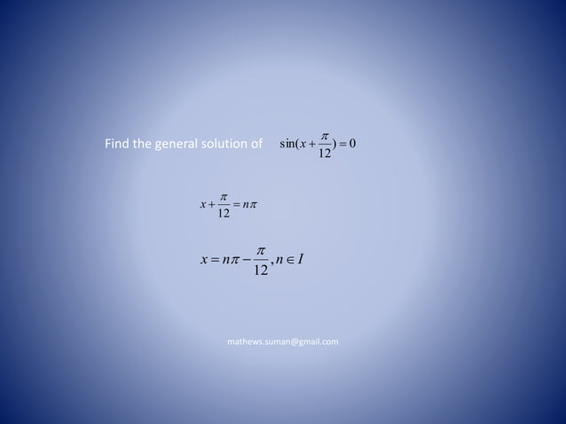 Principal and general solution of trigonometric equations | PPT