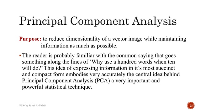 Principal component analysis | PPTX