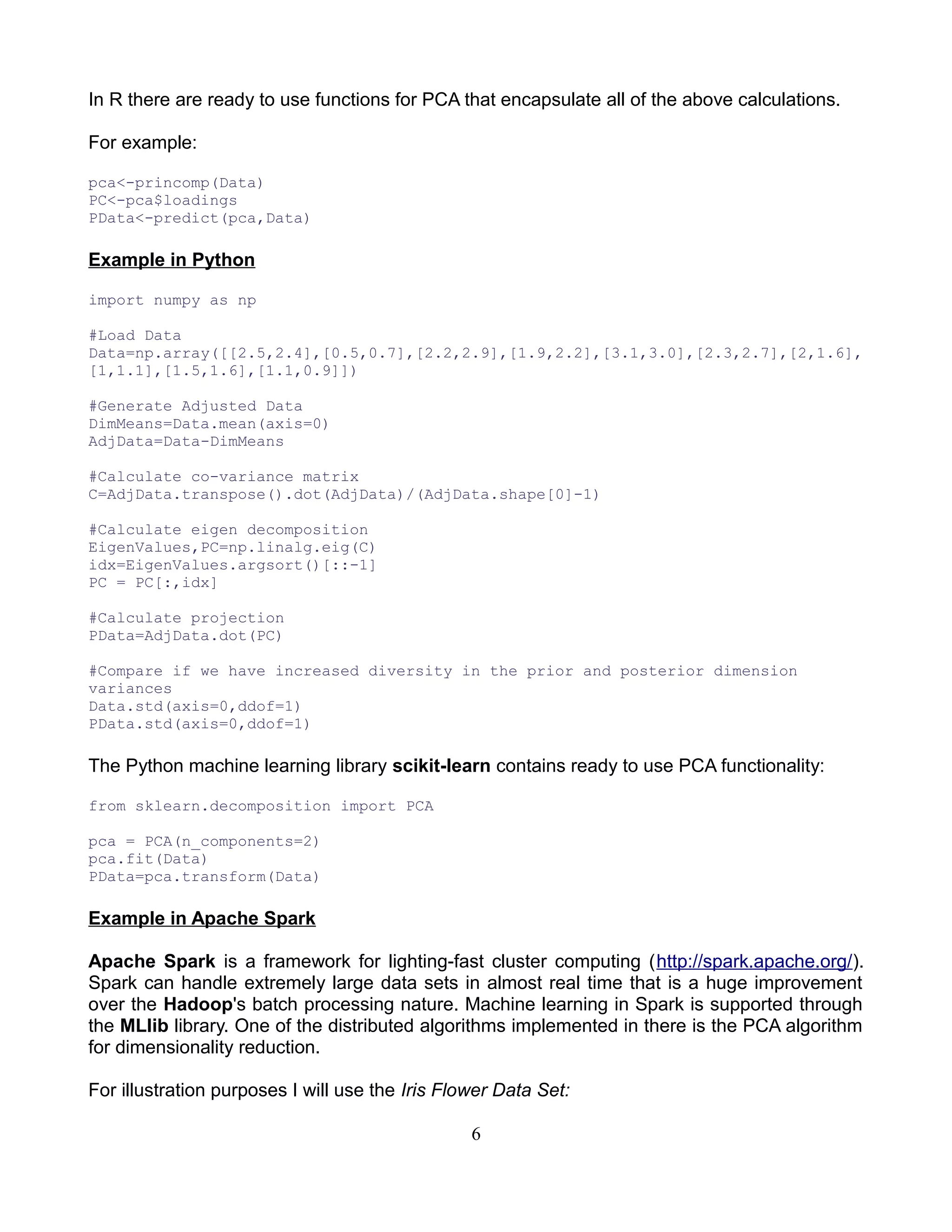 Principal Components Analysis Calculation And Visualization Pdf