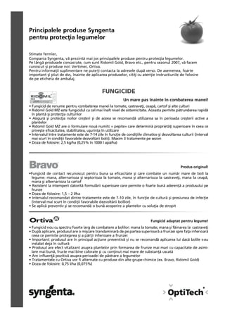 Principalele produse syngenta pentru protectia plantelor | PDF