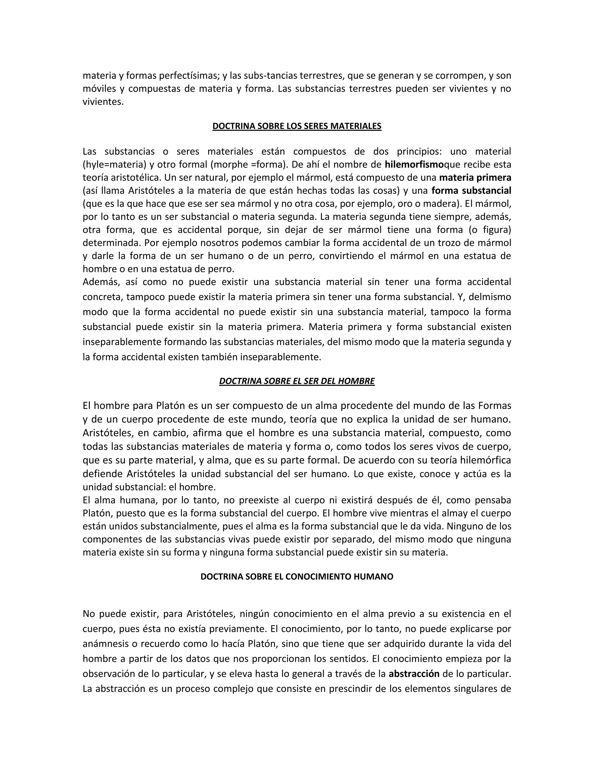 Principales doctrinas filosóficas de aristóteles | DOCX | Physics | Science