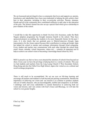 Principal's Message | DOC