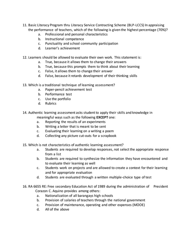 Principal reviewer (sample only) | DOCX | Educational Assessment ...