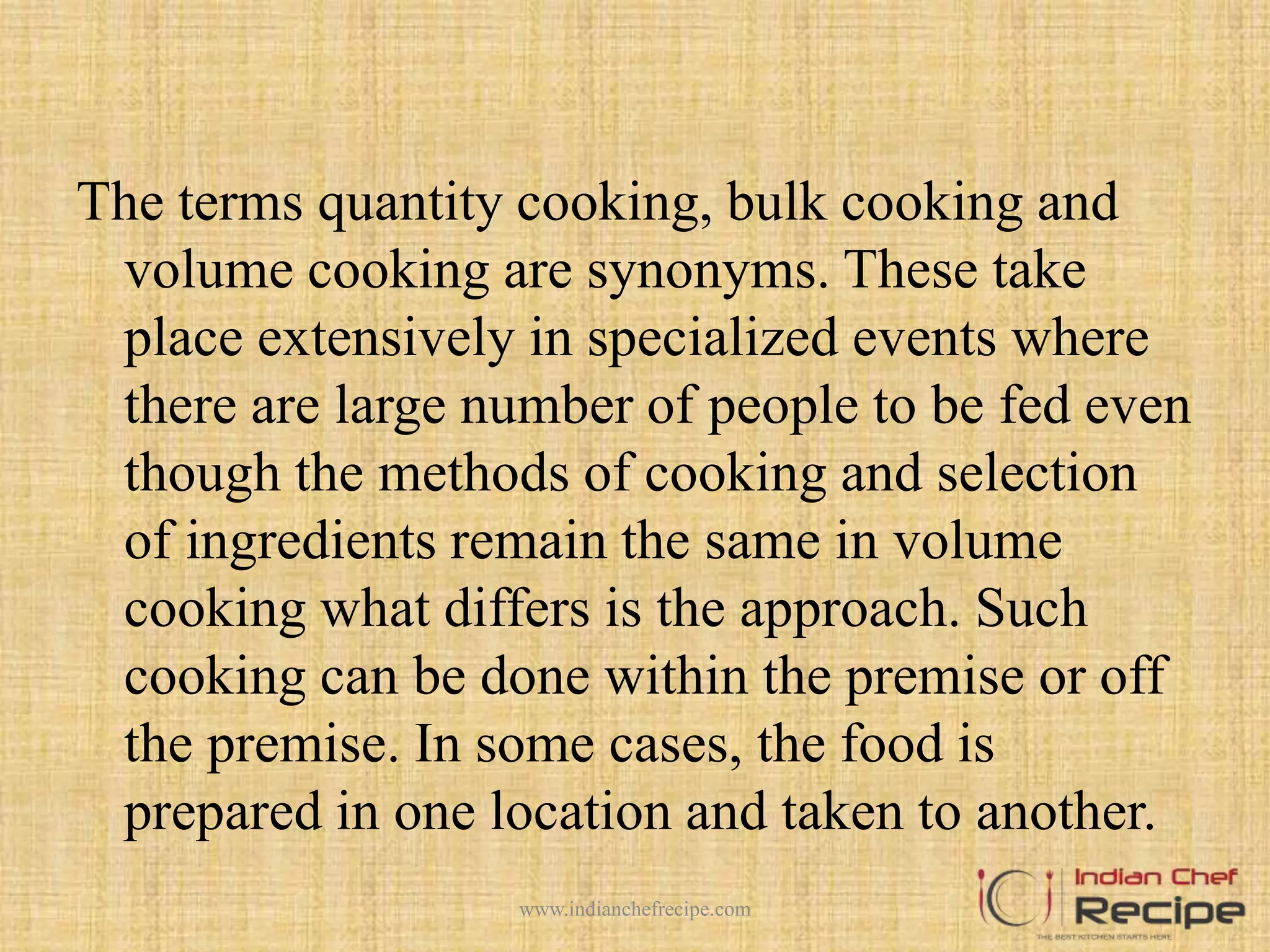 Principals of quantity cooking | PPTX