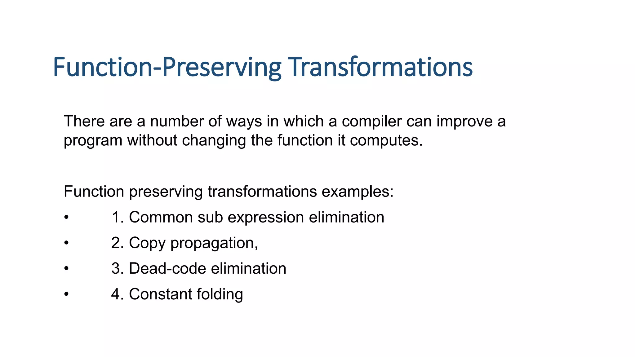 Principal source of optimization in compiler design | PPTX | Programming Languages | Computing