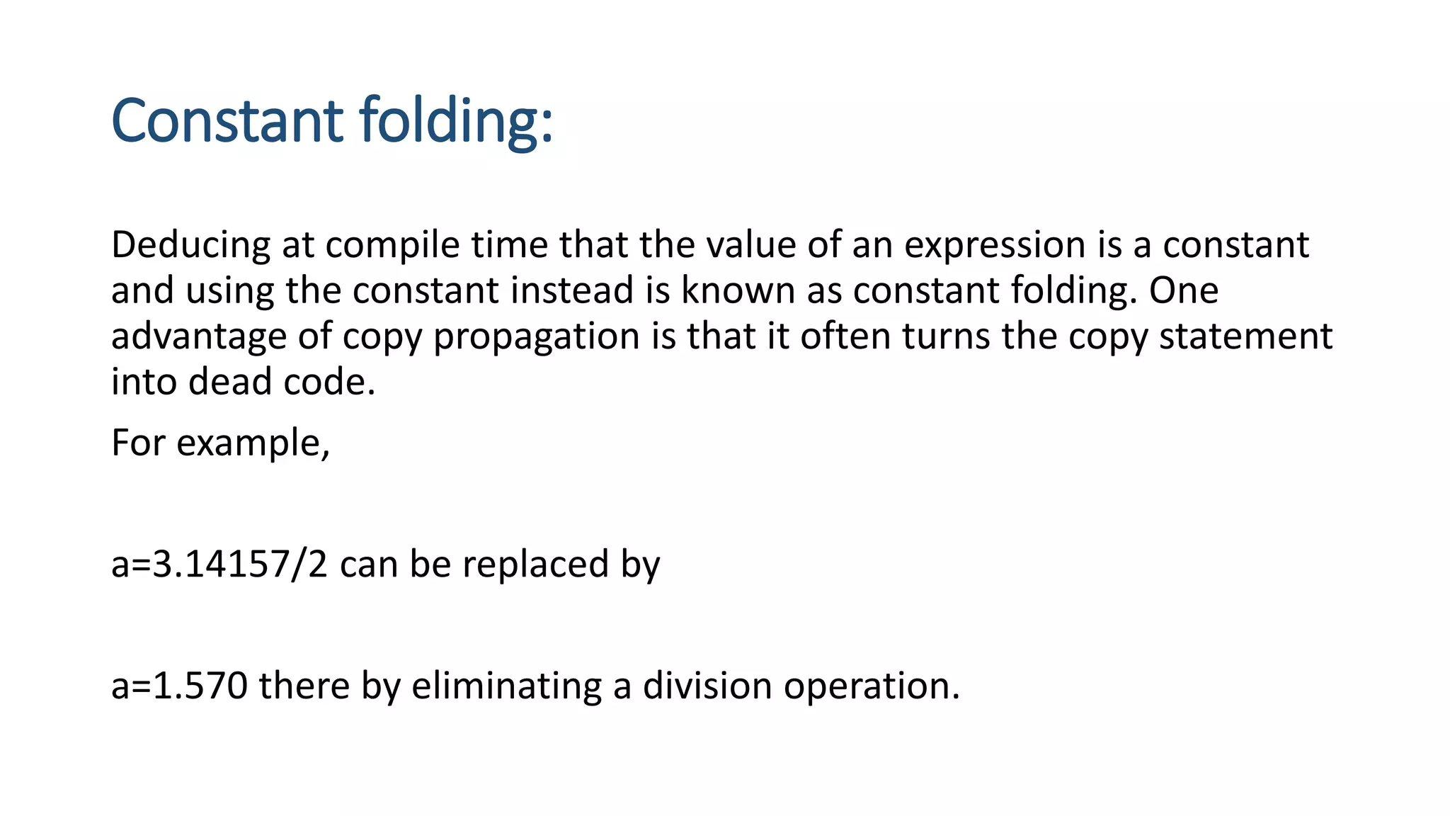 Principal source of optimization in compiler design | PPTX