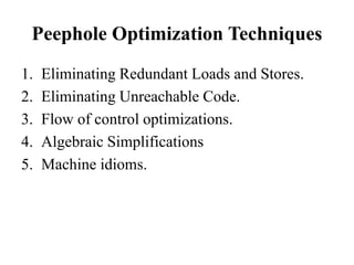 Principal Sources of Optimization in compiler design | PPTX