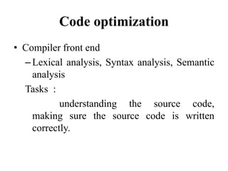 Principal Sources of Optimization in compiler design | PPTX