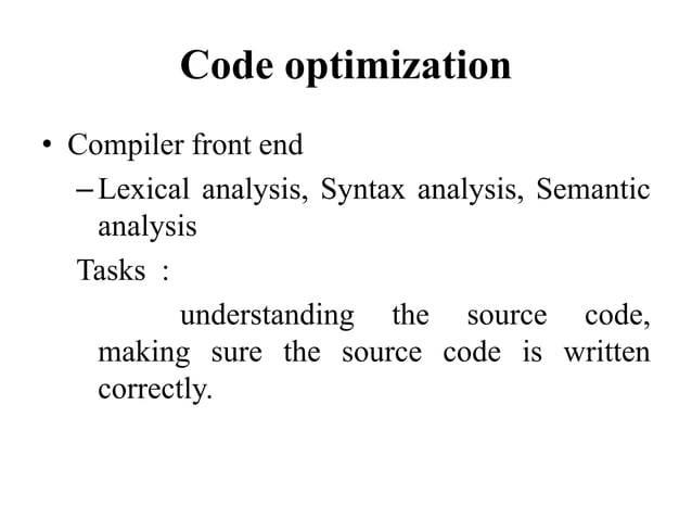 Principal Sources Of Optimization In Compiler Design Ppt 8275